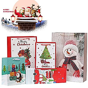 Smarimple Christmas Bags Bulk Set Includes Assorted Sizes 3 Jumbo 5 Large 6 Medium 2 Wine Bags 16 Count Glitter Design with 12 Sheets Tissue Paper