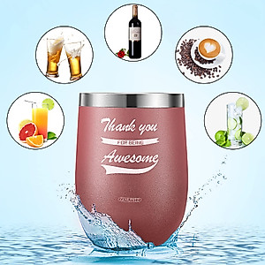 GENUINED Thank You Gifts | Birthday Gifts for Women | Thank You for Being Awesome | Employee Appreciation Gifts | 12 OZ Stainless Steel Insulated Tumbler with Straw