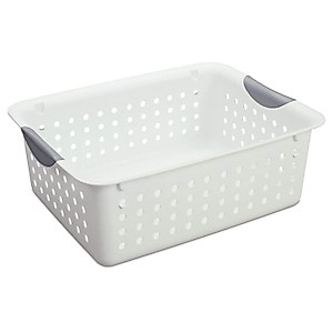 Sterilite Medium Ultra Basket Plastic Storage Bin Organizer - White