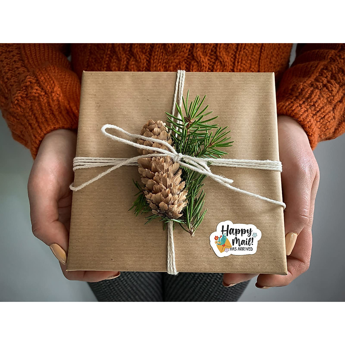 Happy Mail Has Arrived Cute Small Shop Happy Mail Stickers, Online Retailers Small Business Small Shop Thank You Stickers Gift Bags Packages Envelopes Labels, 500 Labels Per Roll