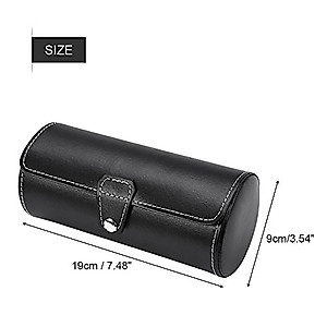ZJchao Watch roll Watch Box for Men, 3 Grids Cylinder Roll Holder Wristwatch Jewelry Gift Storage Display Case (Black)