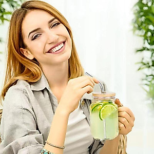 8 Pack 86mm Wide Mouth Bamboo Mason Jar Lids with Straw Hole, Eco-Friendly and Reusable Wooden Drinking Lids(8 PCS)