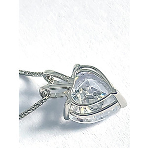 pierre lorren jewellery LUXURY 18K WHITE GOLD Heart Shaped Diamond Pendant SOLID Necklace for women with Solitaire Jewelry 18inch,Womens day present HANDMADE Women 1.5ct