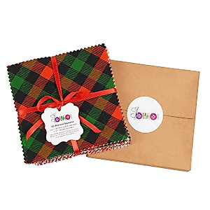 Soimoi Christmas Theme Print Precut 5-inch Cotton Fabric Quilting Squares Charm Pack DIY Patchwork Sewing Craft