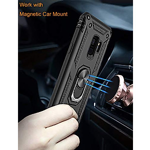 LUMARKE Galaxy S9 Case,Military Grade 16ft. Drop Tested Dual Layered Heavy Duty Cover with Magnetic Ring Kickstand Compatible with Car Mount Holder,Protective Phone Case for Samsung Galaxy S9 Black