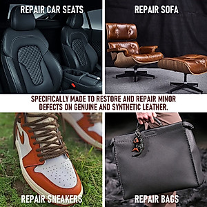 Paintable Leather Repair kit for Furniture, Leather Car Seat Repair Kit for Restoring Scratches, Tears, Holes, Cracks, Burns on Car Interior, Furniture, Shoes, with Step-by-Step Guide (White, 2 oz)