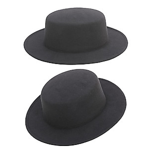 YEAJOIN Fashion Classic Black Fedora Flat Hat, Wide Brim Jazz Hats Church Derby Cap for Women and Men