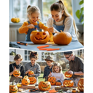 Luditek Pumpkin Carving Kit, 17 PCS Professional Stainless Steel Pumpkin Carving Tools with 3 Electronic Candles Lights and 10 Stencils, Jack-O-Lanterns Cutting Halloween Gifts for Adults