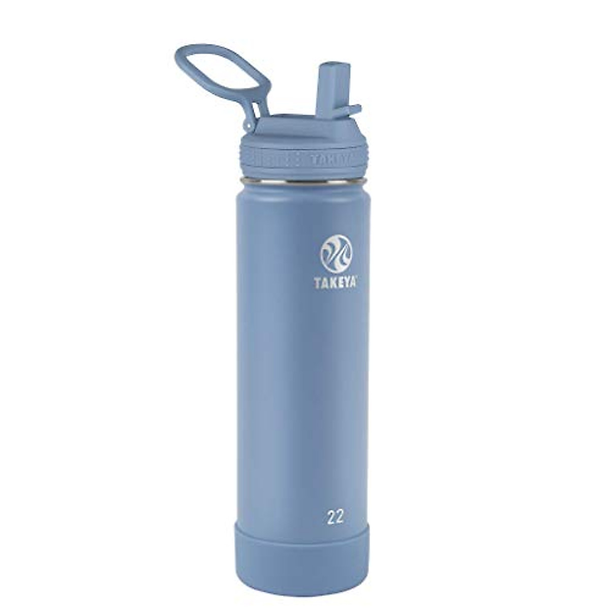 Takeya Actives Insulated Stainless Steel Water Bottle with Straw Lid, 24 Ounce, Bluestone