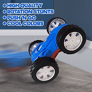 ArtCreativity Friction Flip Stunt Toy Cars for Kids, Set of 2, Cool Friction Powered Push n Go Double-Sided Cars, Awesome 360 Degree Flips, Great Birthday Gift Idea for Boys