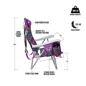 Hurley Backpack Beach Chair, One Size, Pink Violet