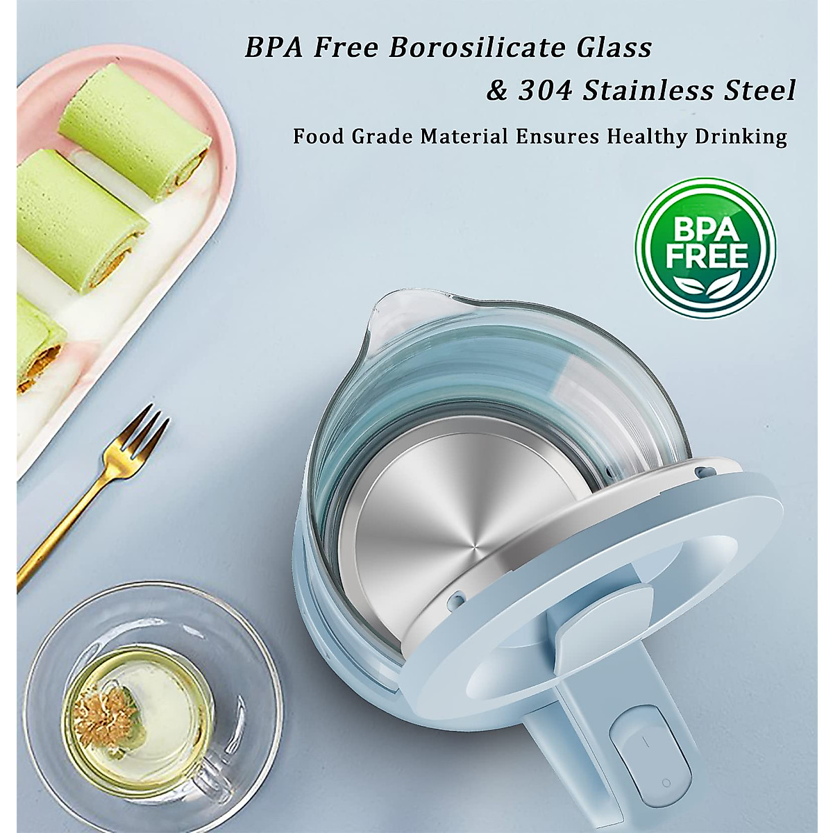 Dezin Electric Kettle with Keep Warm Function, BPA Free Window-Glass Double Wall Design Electric Tea Kettle, 1.5L Bicolor LEDHot Water Kettle with Auto Shut-Off and Boil Dry Protection for Coffee, Tea