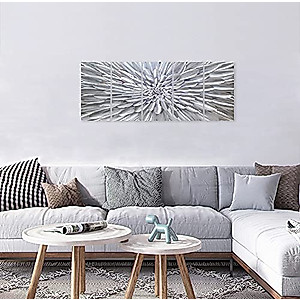 SYGALLERIER Metal Flower Wall Decor Hand Crafted Floral Artwork in 5 Pieces Modern Botanical Pictures on Aluminum 3D Art for Living Room Bedroom Bathroom Decoration