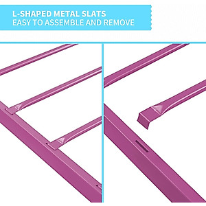 Bunk Bed Twin Over Full, Bunk Beds Twin Over Full with Metal Guardrail and Ladder, Space-Saving, Heavy Duty Queen Bunk Bed for Boys, Girls, Teens, Adult,No Box Spring Needed (Pink)