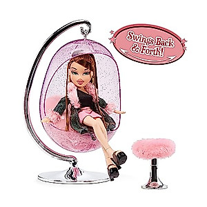 Bratz Funky Fashion Furniture Retro-Swing Chair Playset & Display with Footrest, Swings Back & Forth, Fits Dolls Up to 12" Tall, Y2K Nostalgia, Collectors Ages 6 7 8 9 10+