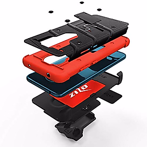 ZIZO Bolt Series for Nokia C5 Endi Case with Screen Protector Kickstand Holster Lanyard - Black & Red