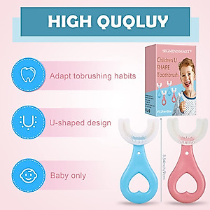 SEGMINISMART Kids U Shaped Toothbrush,U Shape Toothbrush,U Shape Kids Manual Toothbrush,Soft Silicone Brush Head,360° Oral Teeth Cleaning Design for Toddlers and Children,4 Pack