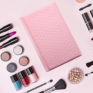 Metronic 4x8 Inch Bubble Mailer 50 Pack, Waterproof Self Seal Adhesive Shipping Bags, Cushioning Padded Envelopes for Shipping, Mailing, Packaging, Sakura Pink Bulk #000