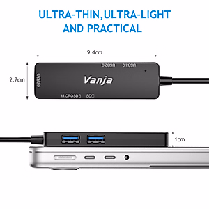 Vanja 2 in 1 USB 3.0 SD Card Reader Camera SD Card Adapter for SD, SDXC, SDHC, MMC, RS-MMC, Micro SD, Micro SDXC, Micro SDHC and UHS-I Cards (Black USB C 3.0)