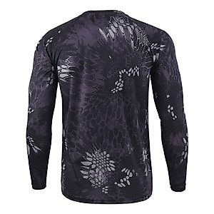 Bethspec Moisture Wicking Long Sleeve T-Shirt for Men UV Sun Protection Athletic Shirts Hiking Cycling Running (2XL, Python Black)