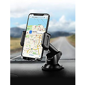 Gen-2 Dashboard Car Phone Holder, Windshield Car Phone Mount, with Strong Sticky Gel Pad for Iphone 11 Pro/ Max/ X/XS/XR/8Plus/8/7Plus/7/6Plus, Galaxy S10/9/8/7, Note9, Google, Moto, Black