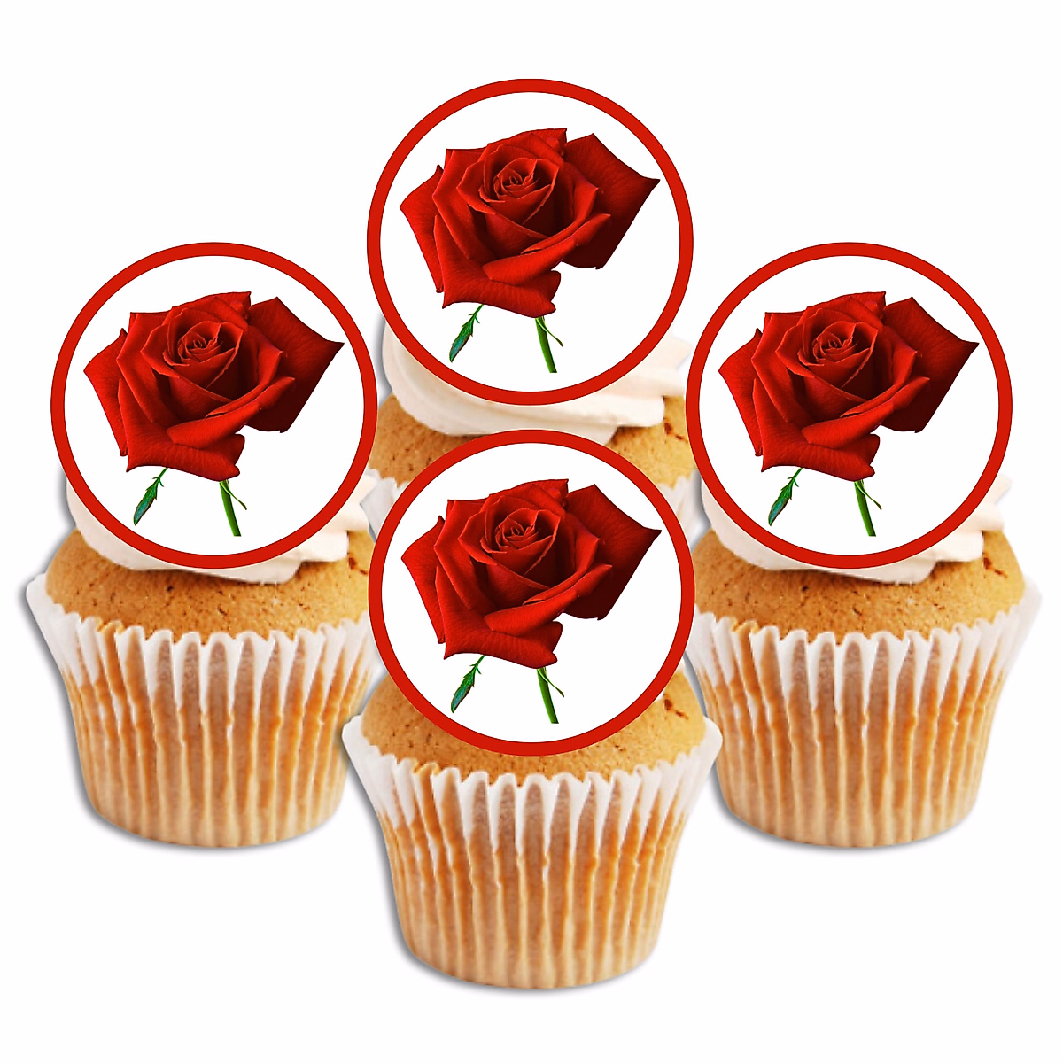 48 Rose Cake Decorations, Roses Wafer Card Cupcake Decorations Rose Flower Edible Cake Decorations, Rose Edible Cupcake Toppers