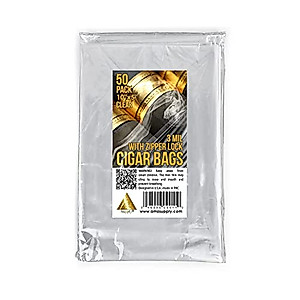 APQ Polyethylene Slide Seal Lock Cigar Bags 10 x 5, Clear Small Plastic Bags Zip Pack of 100, Slide Top Closure Zipper Bags 10x5, Plastic Zip Bags Small, 3 Mil Plastic Bags, Resealable Plastic Bags
