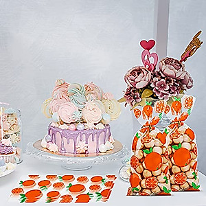 Willbond 100 Pieces Cellophane Treat Bags Little Cutie Treat Bags Little Cutie Party Favor Bags Plastic Cello Bags Cellophane Bags with 100 Pieces Twist Ties for Little Cutie Baby Shower Decorations