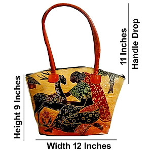 Shankuntala Loving Deer Design Ethnic Hand Embossed 100% Pure Shantiniketan Leather Indian Hand Bag