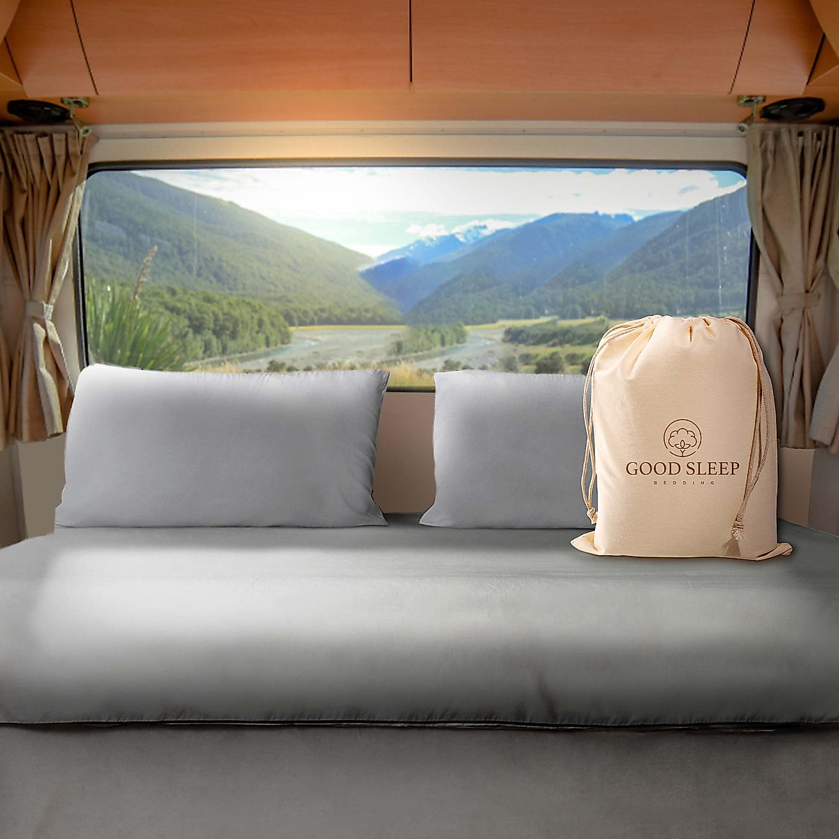 600 TC Luxurious Light Gray RV King Sheets 72 x 80, 100% Egyptian Cotton RV Sheets, 4 Piece RV Bed Sheets Set, Ultra Soft Camping Sheets for RV Mattress, 16" Deep Pocket Sheets for RV Bed