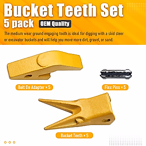 BDI Wear Parts 2740W23 Bucket Tooth Seat Adapter +23WTL H&L Tiger Bucket Digging Teeth/Bucket Teeth and 23FP Flexible Pin Combination (5)