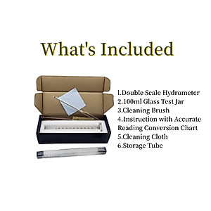 Alochol Hydrometer Kit for Distilled Spirits Brandy Liquor Whiskey Moonshine: 2X Alcohol Hydrometers 0-100% ABV Proof Tralle 0-200 Double Scales,100ml Glass Cylinder Test Jar Accessories Storage Box