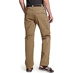 CQR Men's Convertible Cargo Pants, Water Resistant Hiking Pants, Zip Off Lightweight Stretch UPF 50+ Work Outdoor Pants, Lightweight Convertible Cargo Coyote, 32W x 30L