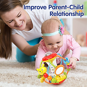 Baby Toys 0-6 Months - Baby Toys 6 to 12 Months Rattles with Mirror Spinner Beads, Activity Ball Infant Toys, Shaker, Grab Rattle for Baby Girl Boy Newborn, Birthday, Christmas Gift