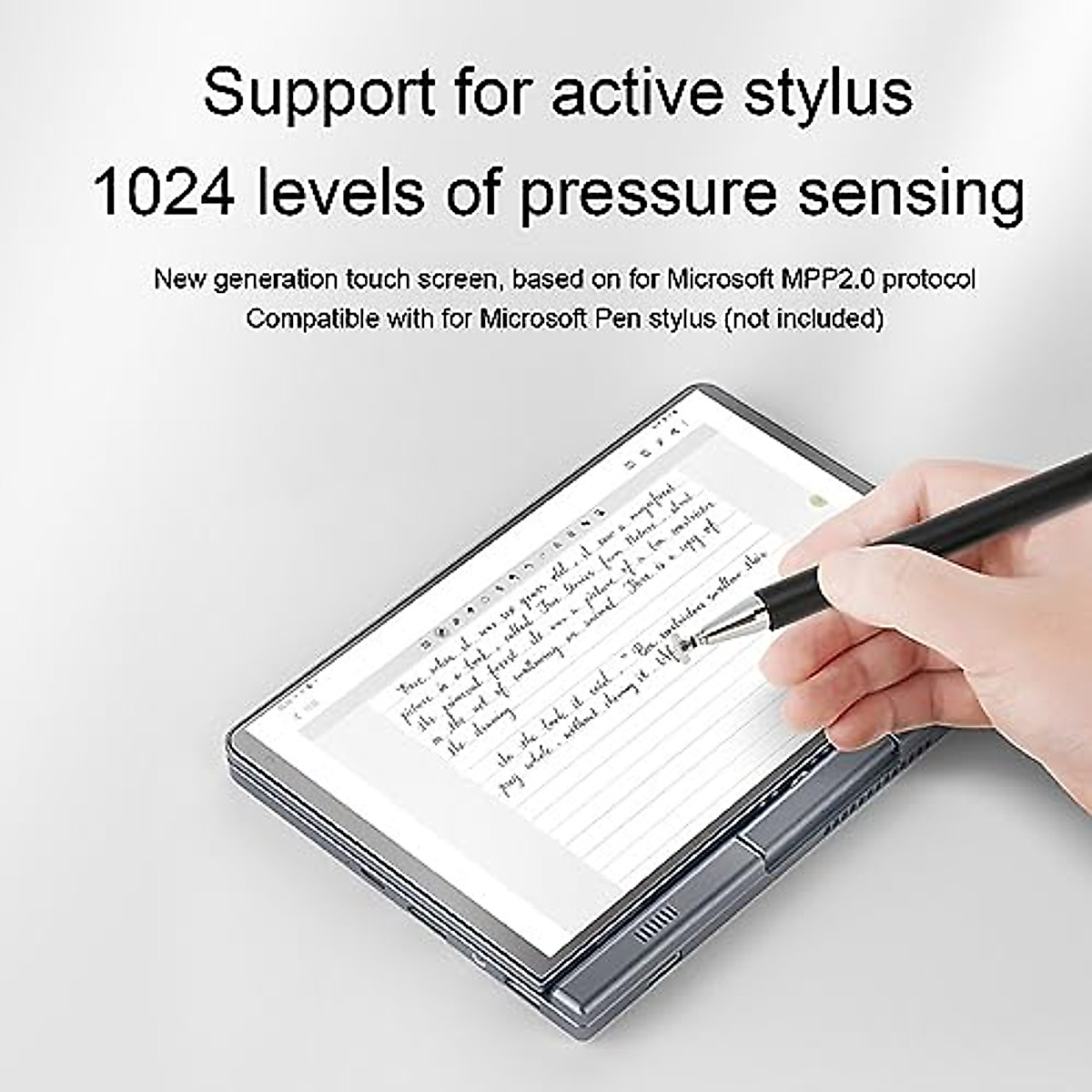 Dpofirs Mini Laptop for Windows11, 180 Flip 8 inch Touch Screen, 4 Core Alder Lake Processor LPDDR5 12GB, 10 Point Touch with Stylus, 3200mAh Business Laptop (12GB+128GB US Plug)