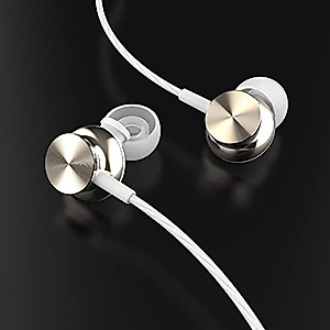 Betron BS10 Earphones Wired in Ear Earbud Headphones Strong Bass Noise Isolating Ear Buds 3.5mm Jack Tangle-Free Cord Compatible with Tablet Laptop iPhone iPad Smartphones (Gold)