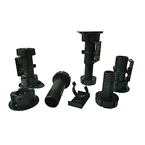 BOSIDETOOL Black Furniture or Cabinet Leveler Legs - Support 330 Lb. per Leg - Adjusts from 3 7/8" to 5 3/8" - 12 Pack