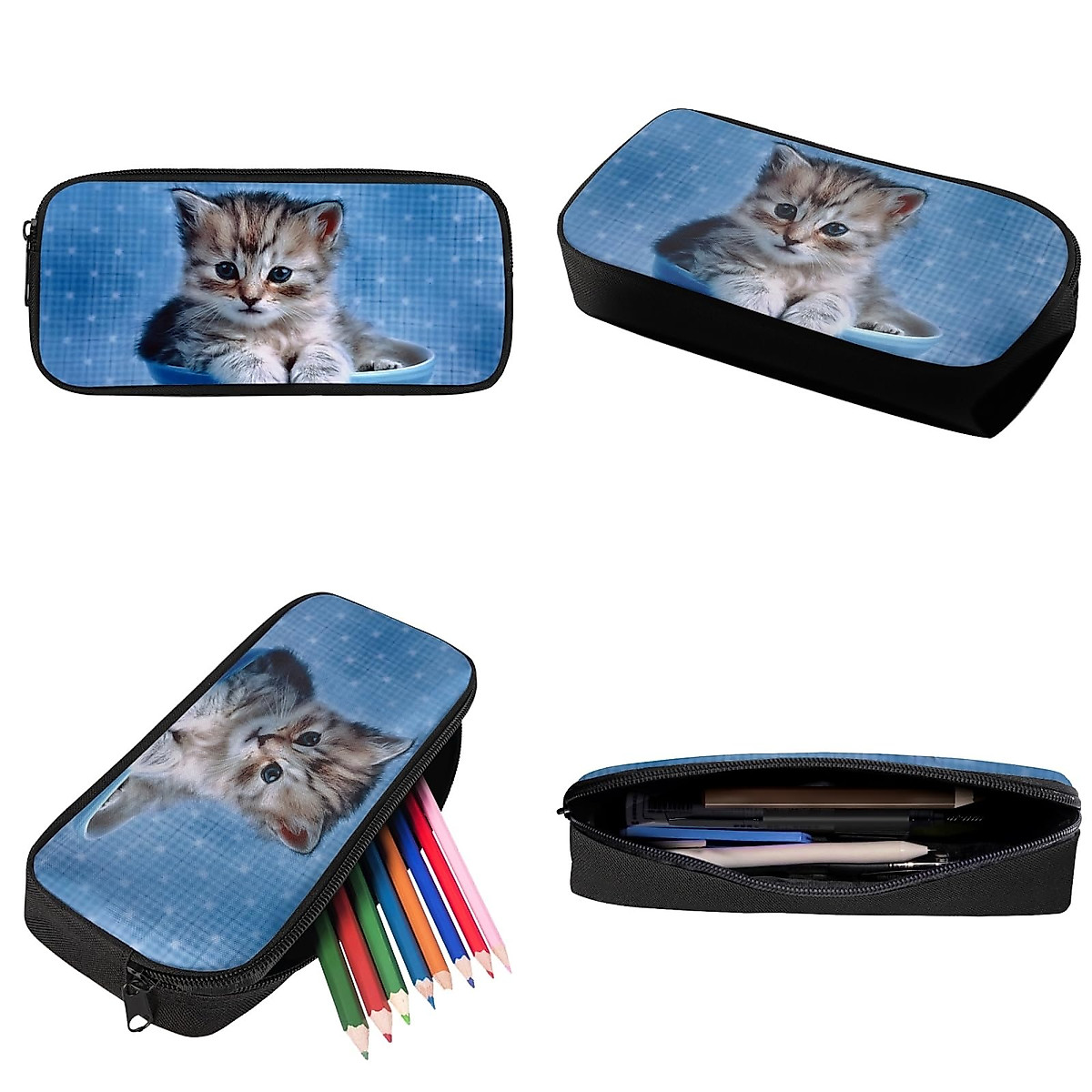 FOR U DESIGNS Kitten Cat Teens Backpack Set Canvas Girls School Bags Bookbags 3 in 1