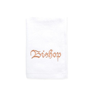 Swanson Christian Products Embroidered Hand Towels - 'Bishop' - Gifts for Pastor, Clergy, & Ministers - Pastor Towel - Cotton Towel - White with Gold Lettering