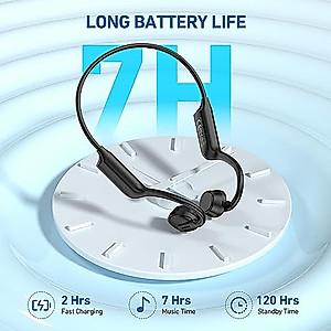 GUGTTR Bone Conduction Headphones Wireless Headphones Bluetooth 5.3 Open Ear Headphones with Microphones, 7H Playtime Sweatproof Sport Headset for Running, Cycling, Driving, Hiking