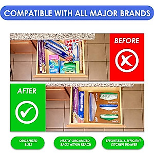 Panda Pantry Storage Bag Organizer with Magnetic Lid | Bamboo Kitchen Drawer Organizer and Bag Storage | Space-Saving Kitchen Drawer Organization | 12.5" x 12" x 3.25"