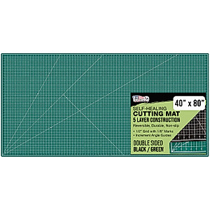 US Art Supply 40" x 80" GREEN/BLACK Professional Self Healing 5-Ply Double Sided Durable Non-Slip Cutting Mat Great for Scrapbooking, Quilting, Sewing and all Arts & Crafts Projects