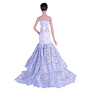 QUEBAN Doll Dress Handmade Fashion Clothes Evening Party Skirt Gown Exclusive Dress Outfit for 11.5 Inch Girl Dolls,Gift for Kids 3 to 8 Years Old(3 PCS,Blue)