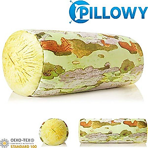 PILLOWY Microbead Log Roll Pillow - Bolster Tube Pillow Cushion Perfect Therapy Pillow - Airy Squishy Soft Bead Bag Bed Room Decoration, Neck Pillow Back Head Body Support, 14" X 8", Forest