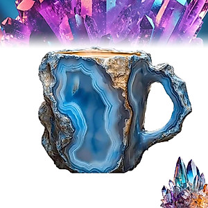 Mashions Crystal Mugs, Crystal Mineral Coffee Mugs, Natural Mineral Crystal Coffee Mugs, Mineral Crystal Coffee Mugs, Elegant Christmas Gift for Home Office (Blue)