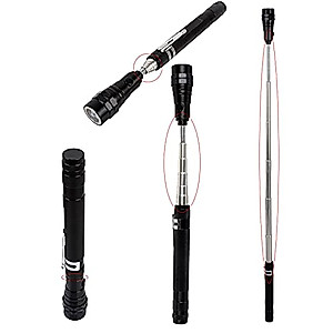TTSLVS Gifts for Dad&Men Fathers Day,Magnetic Pickup Tool with LED, Telescoping Magnet Flashlight Pickup Stick Cool adget,Thanksgiving Day Christmas Stocking Stuffers Gift for Husband Boyfriend,Black