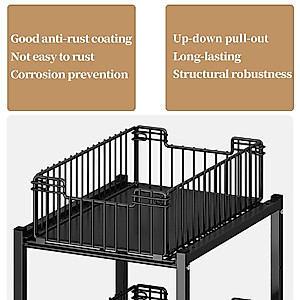 SILUB Under Sink Organizer, 2-Tier Pull Out Cabinet Organizer, Kitchen Bathroom Organizer and Storage, Spice Rack for Kitchen, Multi-use Sliding Drawers Shelves (1 Pack)