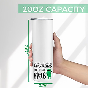 Onebttl Funny Pickle Gifts for Pickle Lovers, I AM KIND OF A BIG DILL, 20 oz Skinny Travel Tumbler with Lid and Straw, Best Gifts for Women/Men on Christmas/Birthday, Gift Box Included