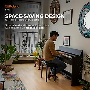 Roland F107 Digital Streamlined and Affordable Home Piano with Attractive Modern Design | Perfect for Beginners | Class-Leading Sound and Playability | Onboard Bluetooth