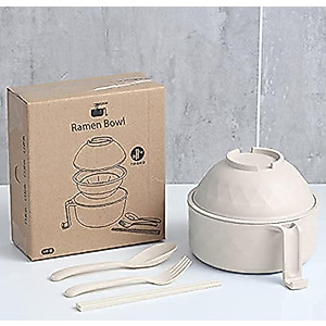 Ramen Cooker Ramen Bowl Set with Chopsticks Microwave Noodle College Dorm Room Essentials for Girls for Boys Apartment -White